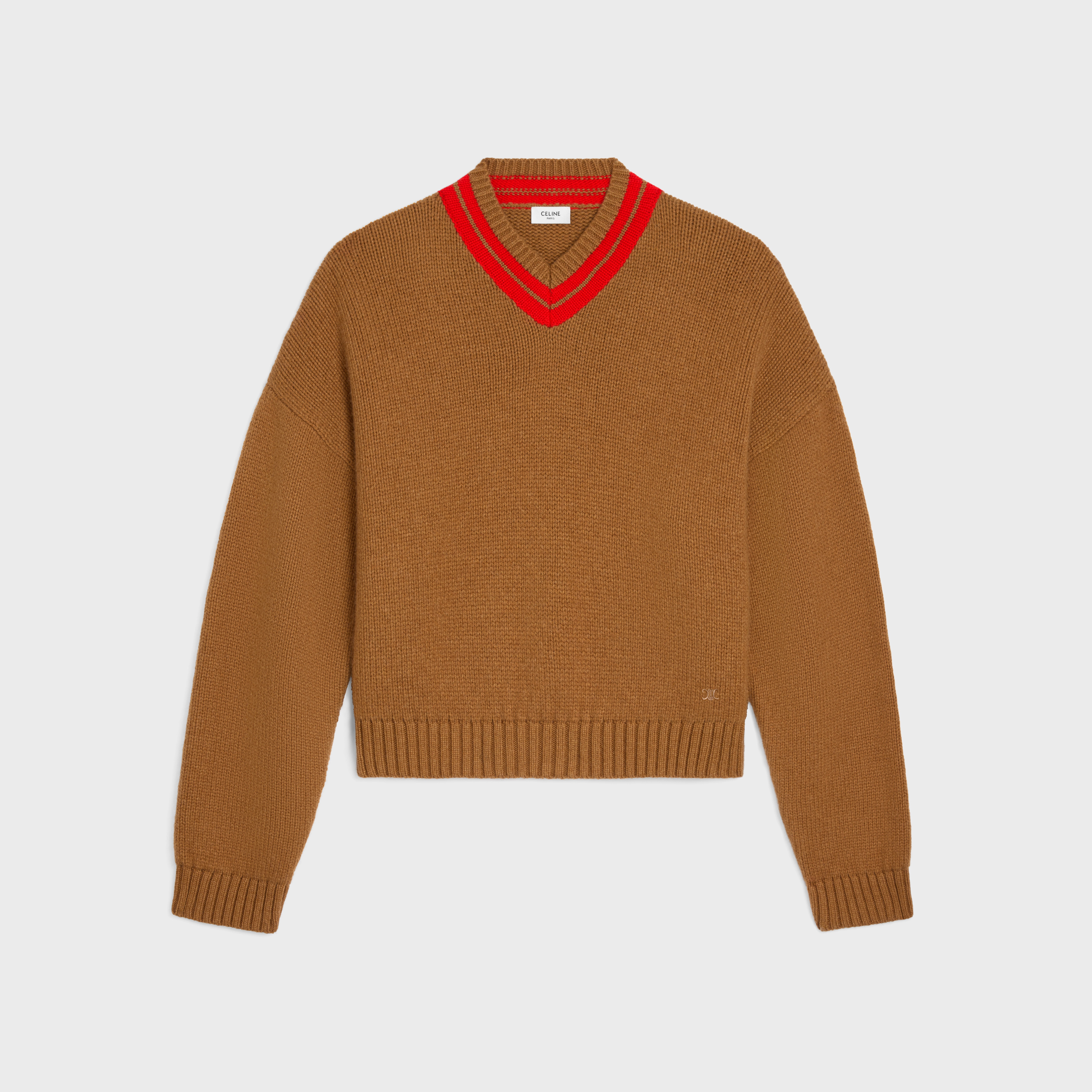 pull col v cachemire - CAMEL / RED | CELINE